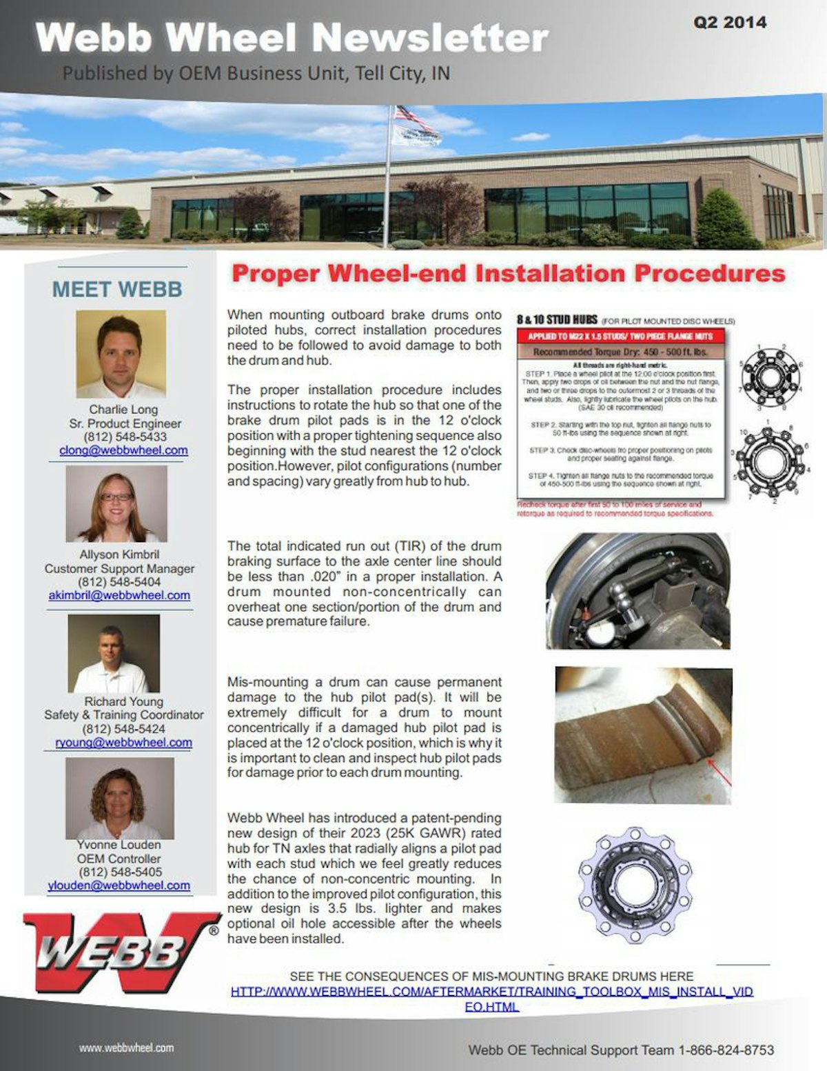 Webb Wheel newsletter provides information on proper wheel end ...