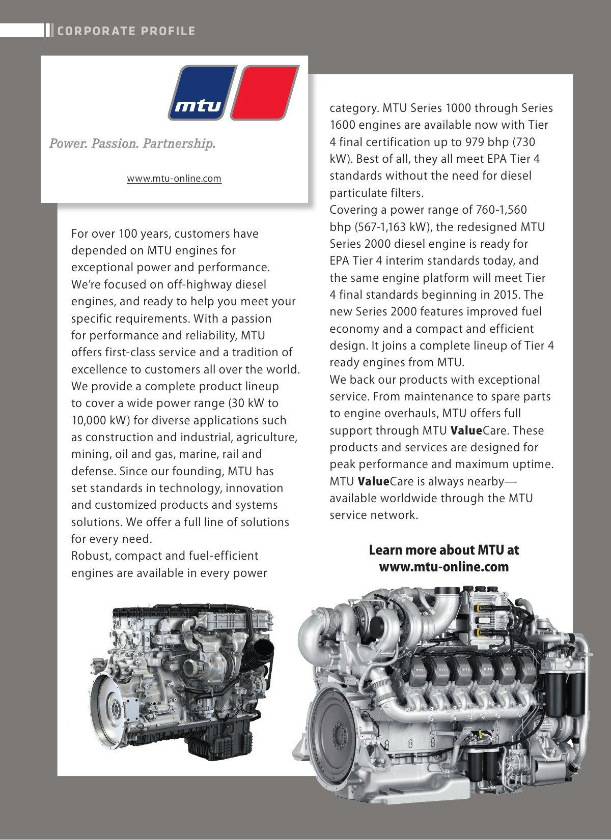 MTU Series 2000 Product Info | OEM Off-Highway