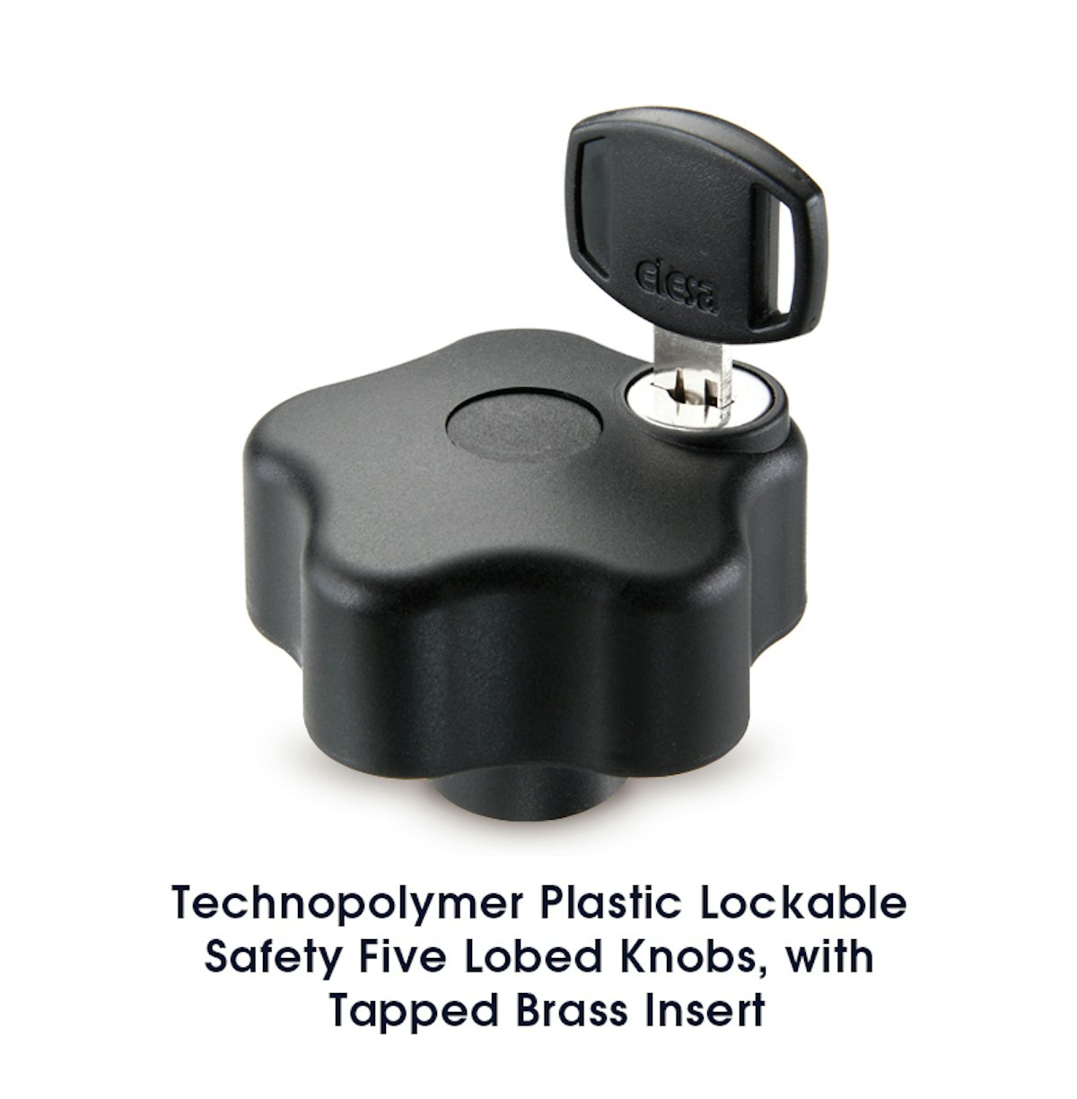 J.W. Winco EN 5337.9 Technopolymer Plastic Lockable Safety Five Lobed Knobs with Tapped Brass ...