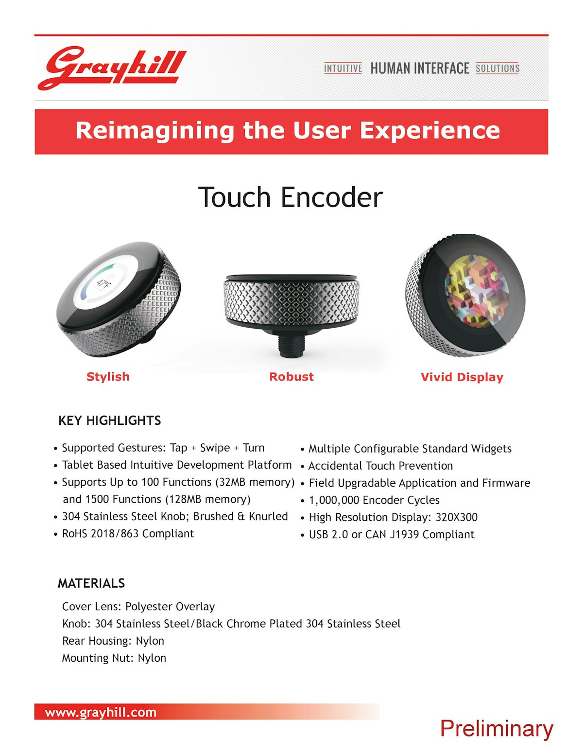 Grayhill Touch Encoder Datasheet | OEM Off-Highway