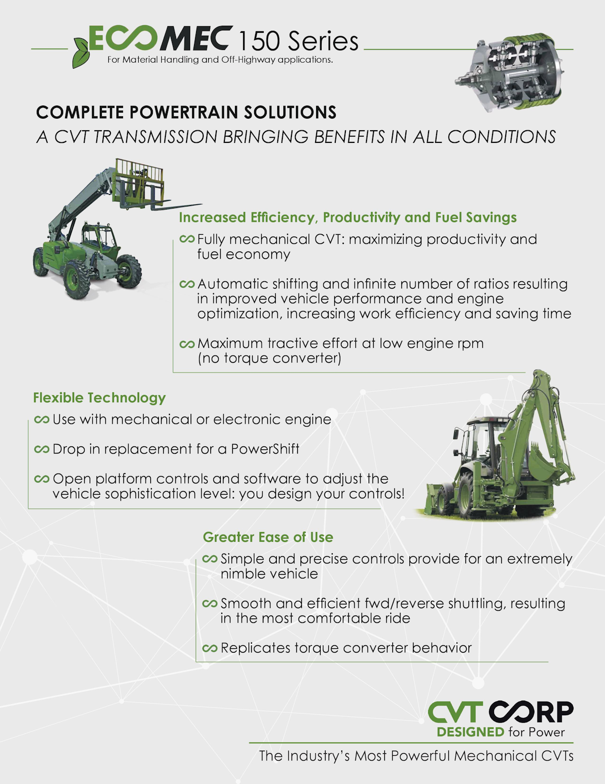 CVT Corp. ECOMEC 150 Series CVT Spec Sheet | OEM Off-Highway