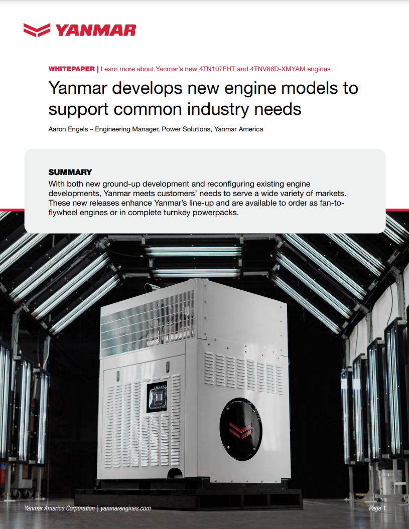 Yanmar Develops New Engine Models to Support Common Industry Needs ...